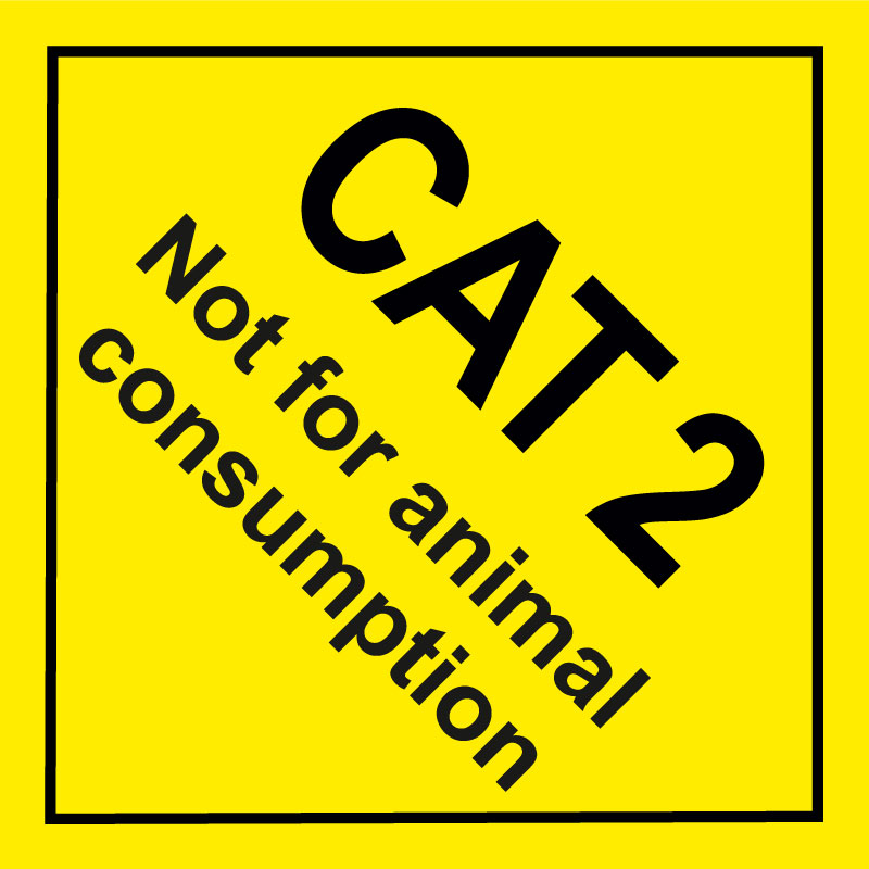 Наклейка CAT 2 Not for animal consumption на английском языке (КАТ 2 ...
